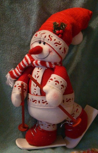 Country Style Christmas Snowman on Skis | eBay