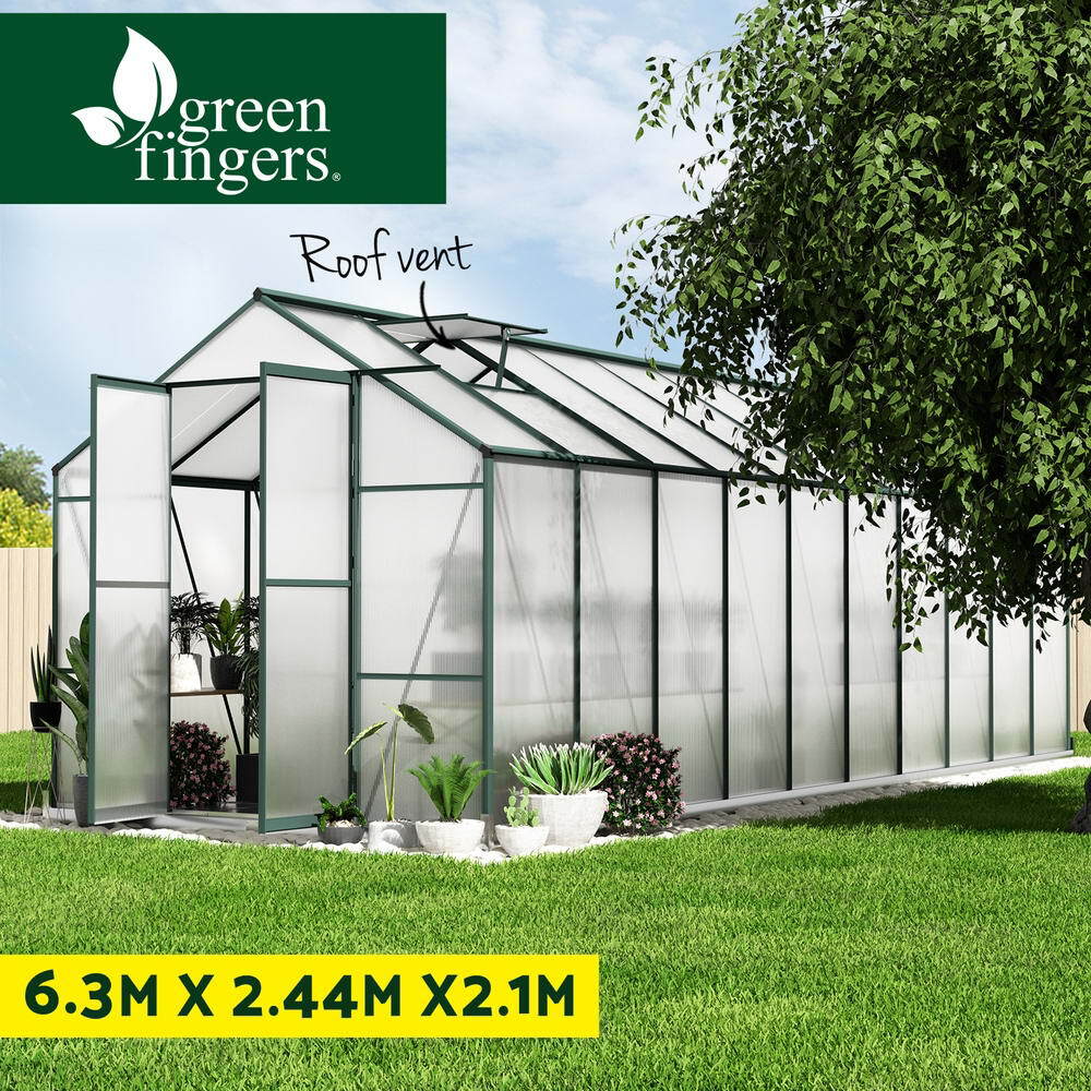 Greenfingers Greenhouse Aluminium Polycarbonate Green House Garden Shed ...