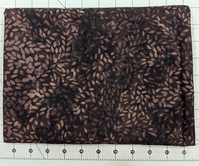 1 yard cotton BATIK quilting fabric - dark brown with medium brown leaf ...