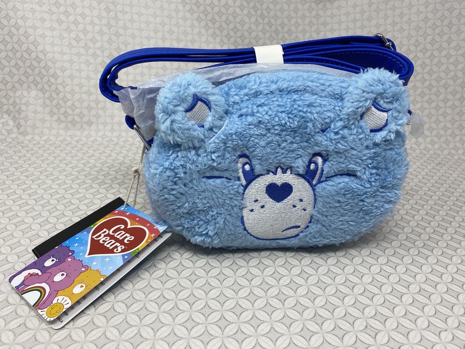 Hot Topic Loungefly Care Bears Grumpy Bear Fuzzy Crossbody Bag Blue | eBay