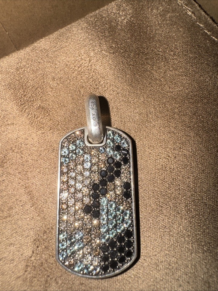 David Yurman Chevron Tag 35mm Cognac & Black Diamonds With Color Change ...