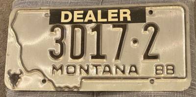 Montana 1988 YELLOWSTONE COUNTY DEALER License Plate 3D17-2 | eBay