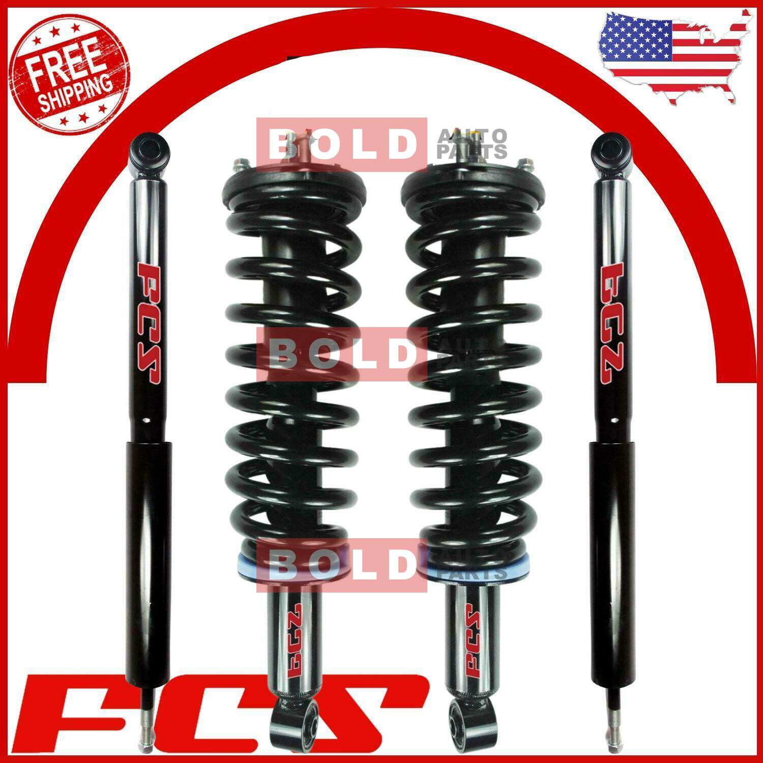 Front Complete Strut & Rear Shocks 4PCS Set FCS For 2001-2002 Toyota ...