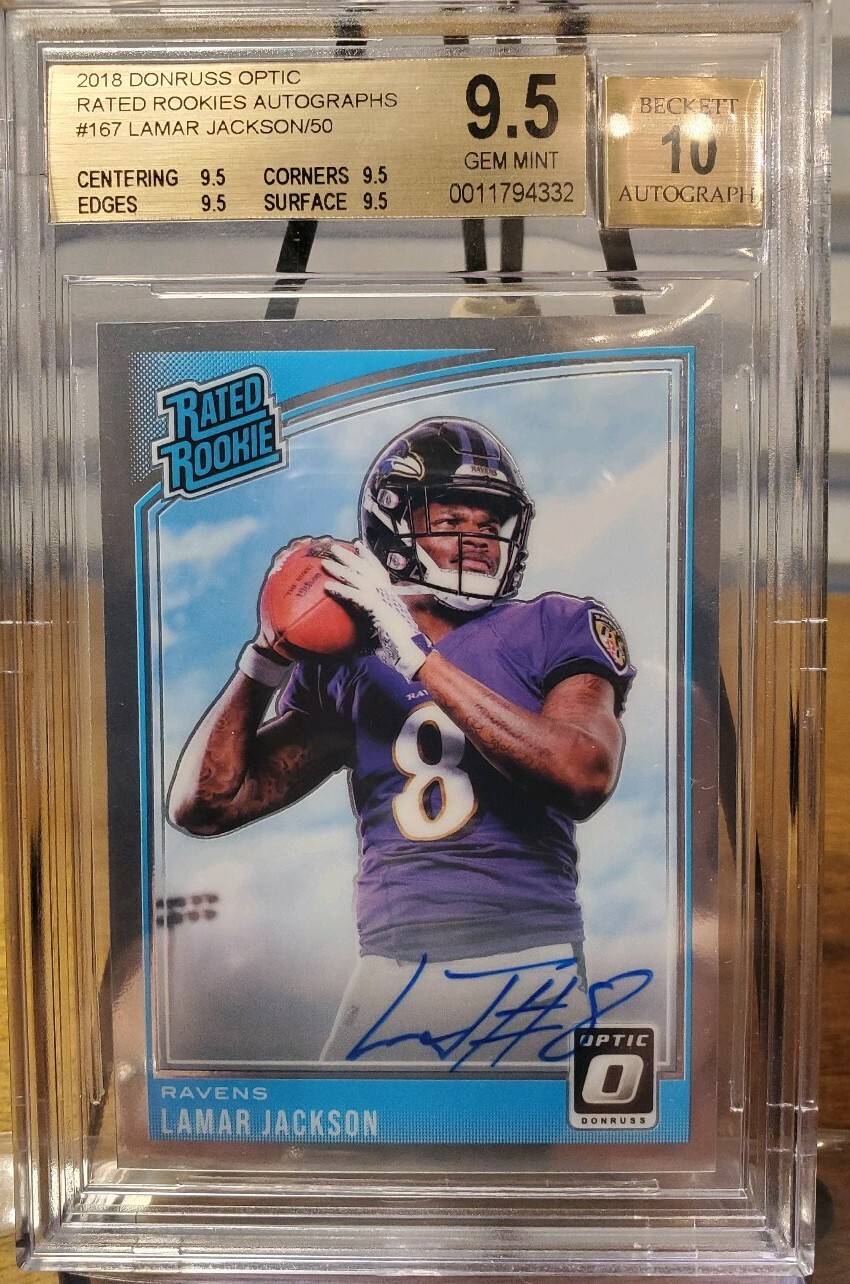 2018 Donruss Optic - Rated Rookie Lamar Jackson #167 Autographs /50 (AU ...