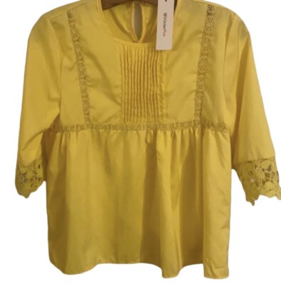 Botique yellow baby doll top | eBay