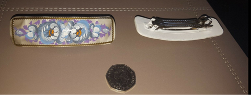 Russian WOOD HANDPAINTED BARRETTE HAIR PIN MEDIUM SIZE | eBay UK