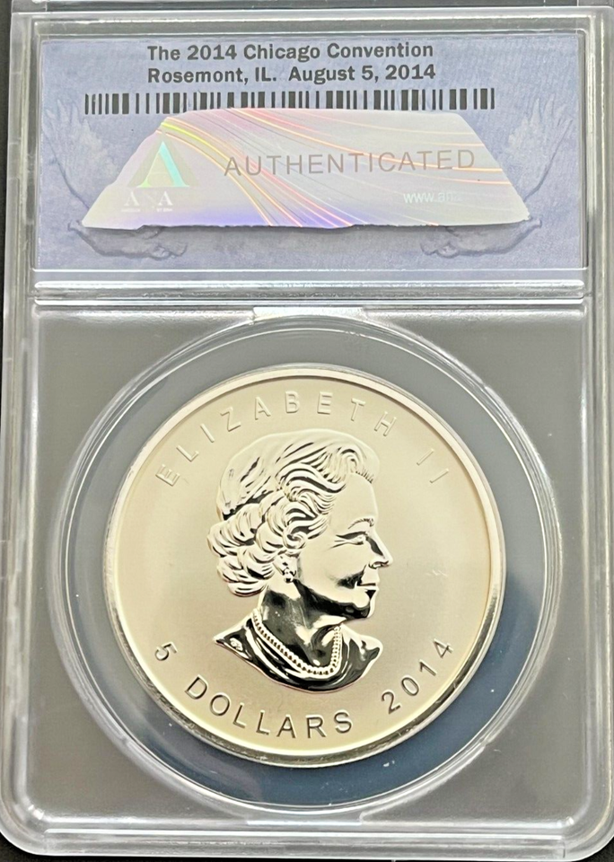 2014 Canada Maple Leaf Silver .9999 Chicago World Fair ANA Privy Mark ...