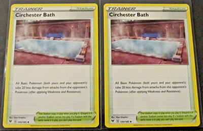 2 POKEMON CARD TCG/TRAINER/CIRCHESTER BATH/150/185/UNCOMMON/2020 ...
