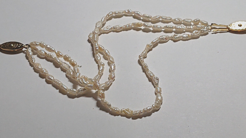 Vintage Ben Moss Triple Strand Freshwater Rice Pearl 24 Inch Necklace ...