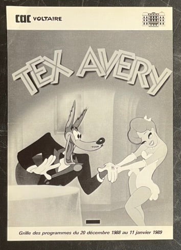CAC Voltaire – Tex Avery (1988–1989) Original Program Flyer 8.25x11.75 ...