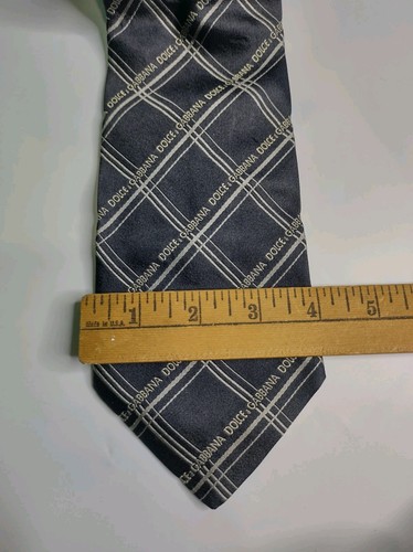 Dolce & Gabbana Tie 100% Silk Black Logo Diagonal Plaid 58" Italy VTG ...