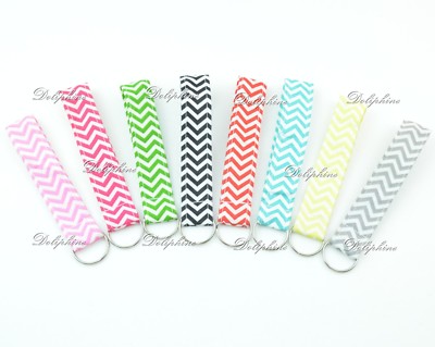 Multi Color Chevron Fabric Wristlet Key Fob Key Chain for Key / ID ...