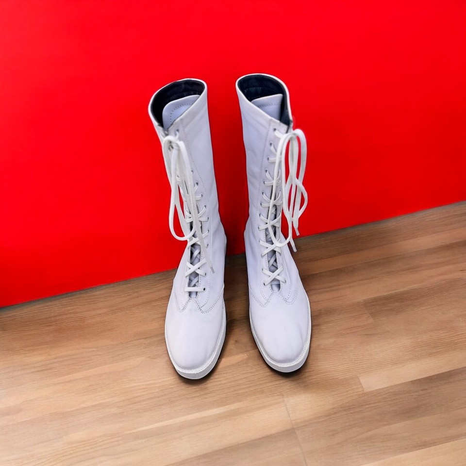 Men's Wrestling Boots, Pro Leather Wrestling Shoes, Custom Lace-Up ...