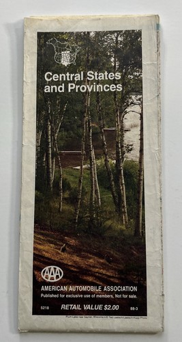 AAA Central States Provinces Road Map Canada USA Midwest VTG 1988 Texas ...