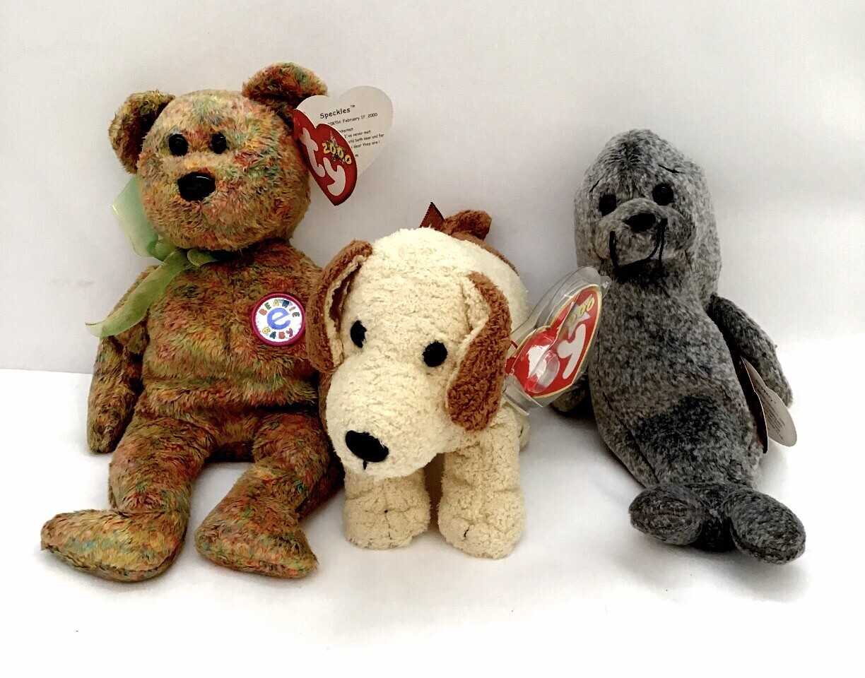 ADORABLE Ty Beanie Baby LOT Rufus 6” Jack Russell Terrier Speckles and ...