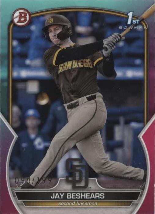 2023 Bowman Draft - Jay Beshears #BD-166 Aqua & Pink Gradient /199 (RC ...