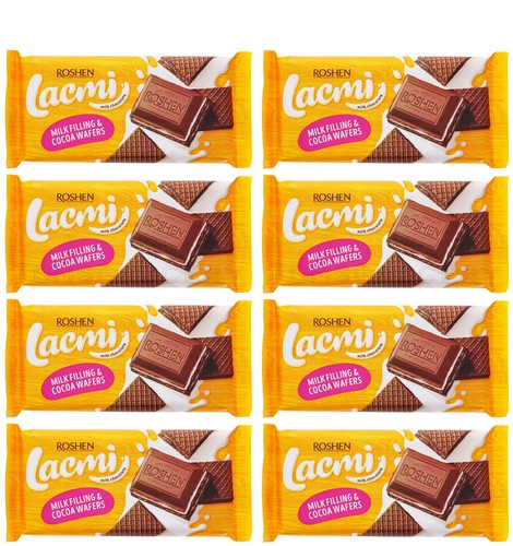 8 ROSHEN LACMI Chocolate Bars with Milk & Wafer Filling Ukrainian ...