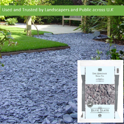 Blue Slate 40mm Bright Beautiful Natural Landscaping Aggregates 20kg ...