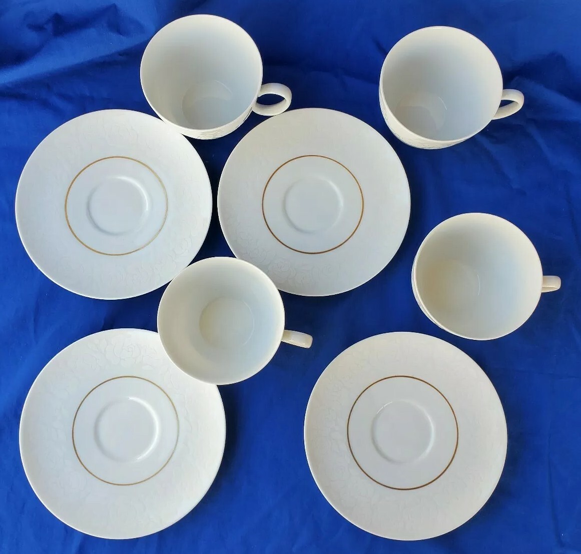 4-THOMAS CHINA GERMANY- ALENCON PATTERN Flat Cup & Saucer Sets☆Mint ...