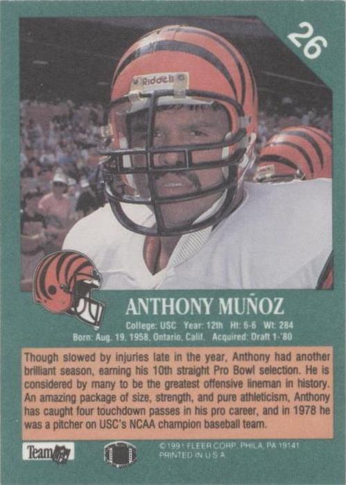 1991 Fleer Anthony Munoz #26 for sale | eBay