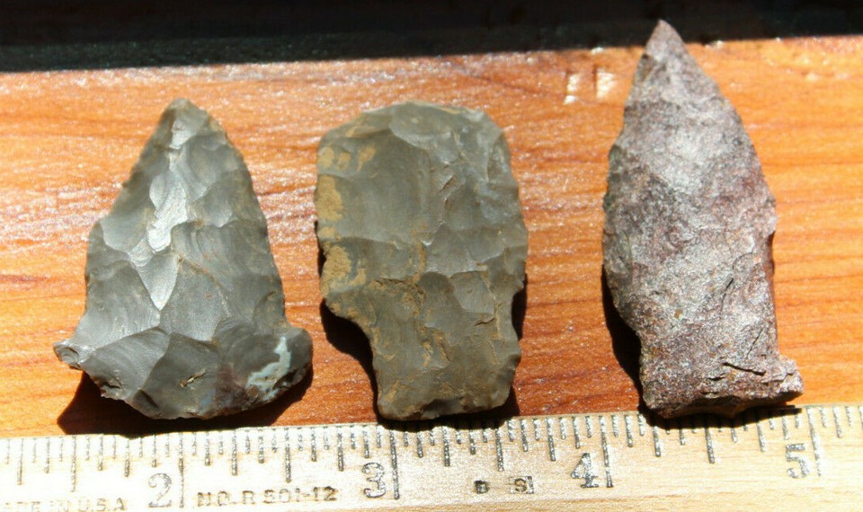 (3) 100% AUTHENTIC KY. ANCIENT NATIVE AMERICAN INDIAN ARROWHEAD/ BLUNT ...