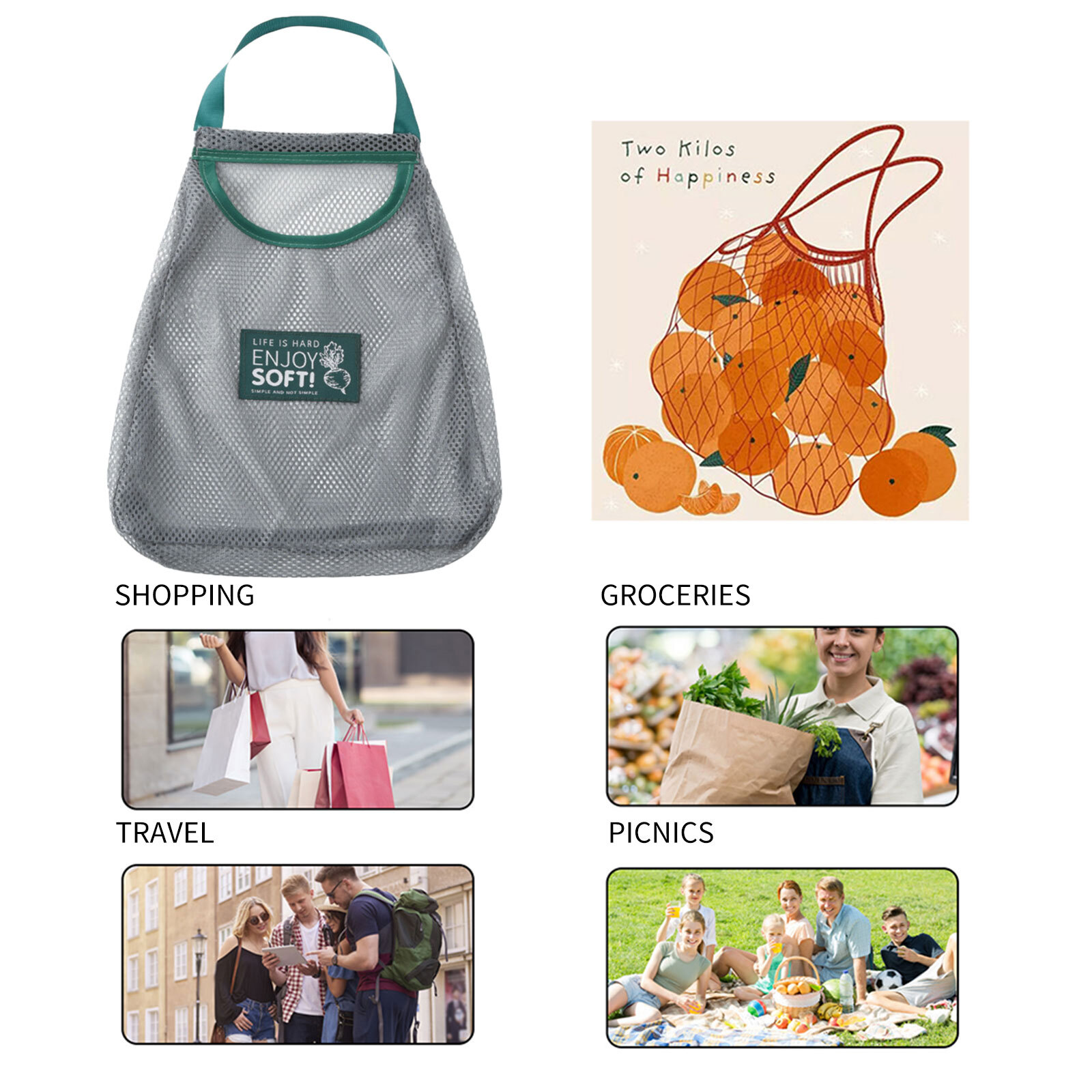 Hanging Mesh Storage Bag Mesh Produce Bags Washable for Vegetable Fruit ...