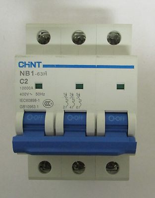 CHINT CHNT NB1 63H C2 3 Pole 400 V 2 Amp Din Rail Mount Circuit Breaker ...