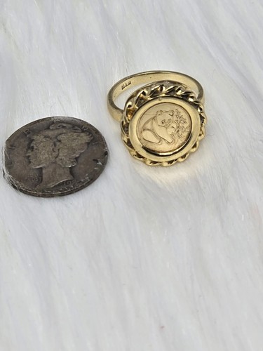 10K Gold Panda Coin Ring Sz 3 Vintage M&M | eBay