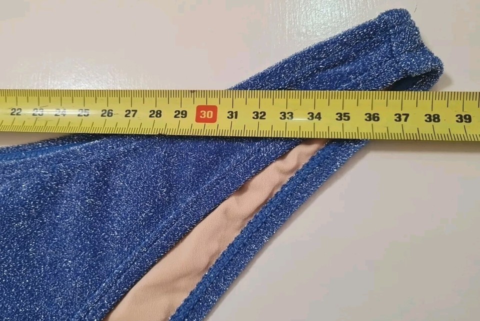 BIKINI BOTTOMS BNWT SIZE M 12 BRAZILIAN BLUE SHIMMER HIGH SIDE SKIMPY 💙 ...