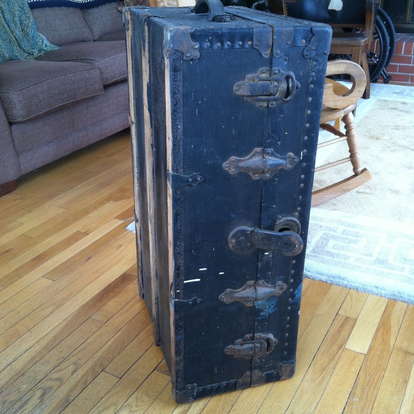 Antique Steamer Trunk Vintage USA Excelsior Lock | eBay