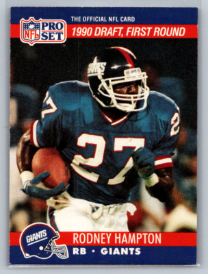 1990 Pro Set Rodney Hampton Rookie # 692 New York Giants | eBay
