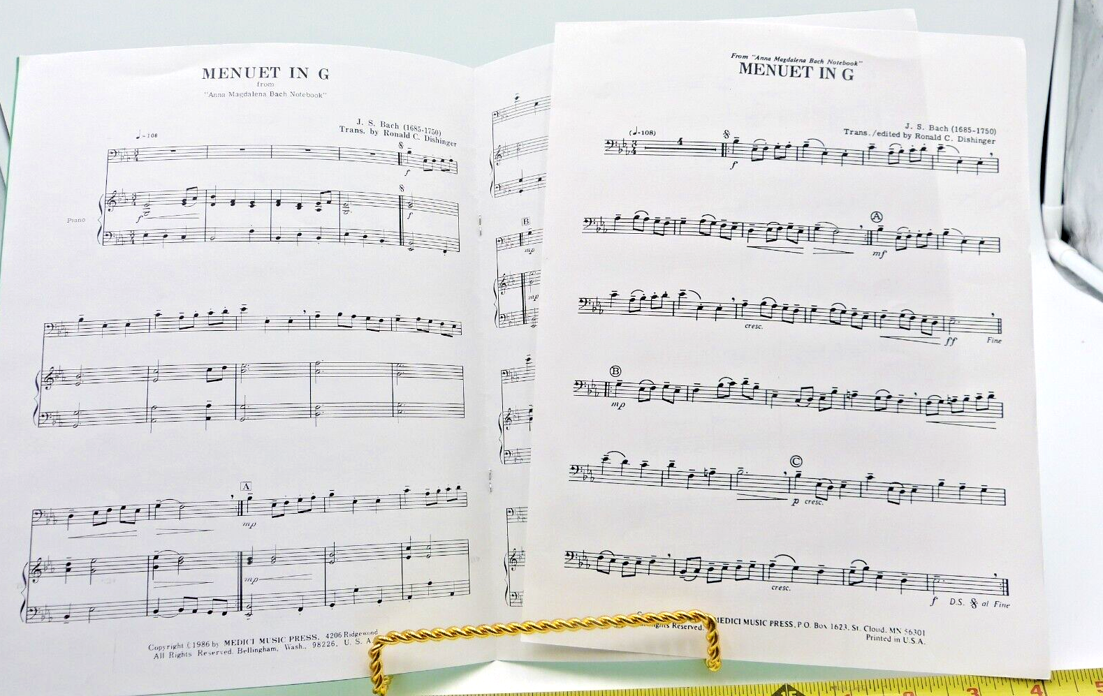 Trombone/ Baritone Solo Sheet Music Bach Menuet & Belwin Master Solos ...