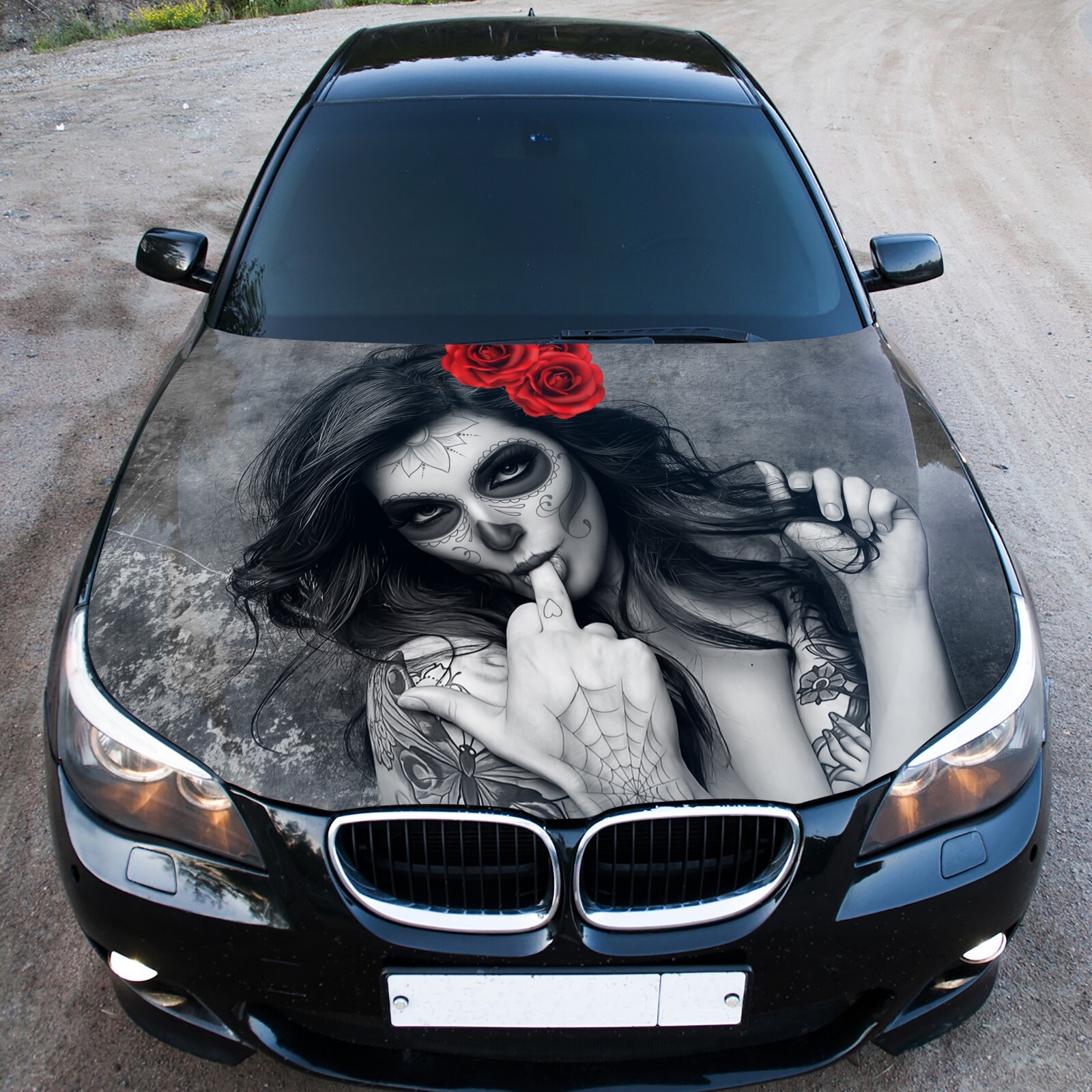 Sugar Skull Girl Hood Wrap Decal Vinyl Film Sticker Graphic Fit Any Car ...