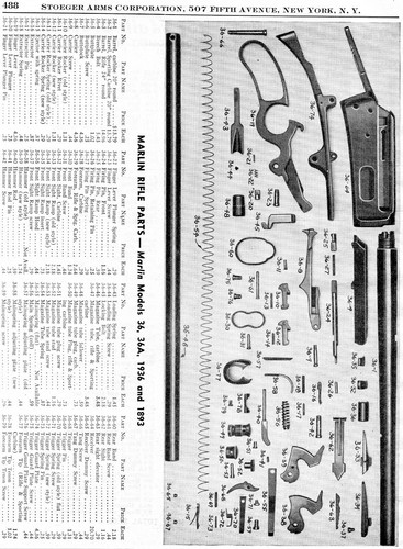 1949 Print Ad of Marlin Model 36 36A 1936 1893 Rifle Parts List | eBay