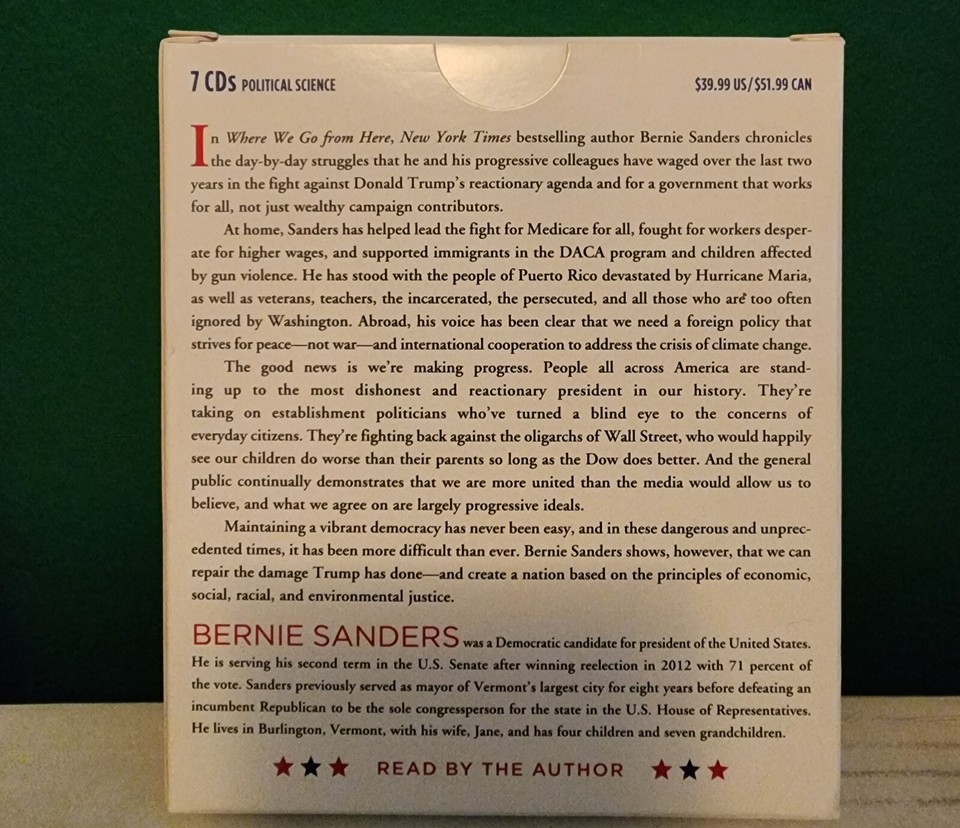 Bernie Sanders Where We Go from Here on CD 7-Disc Audiobook (2 Years ...