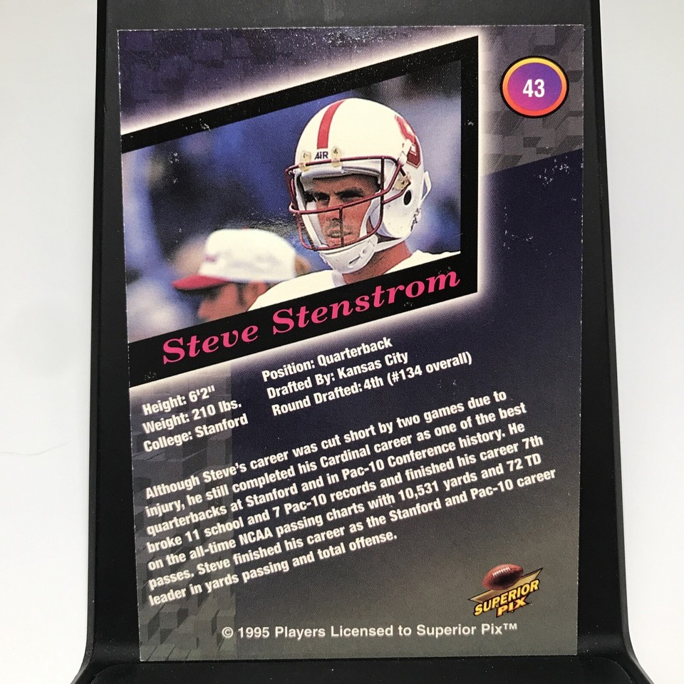 1995 Superior Pix Steve Stenstrom #43 Rookie RC Stanford Cardinal KC ...
