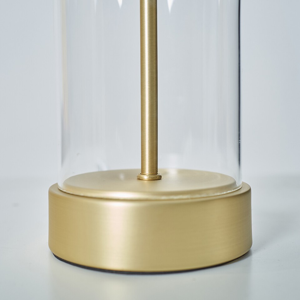 Clear Tube Table Lamp Light Base Chrome / Gold Living Room Bedroom Home ...