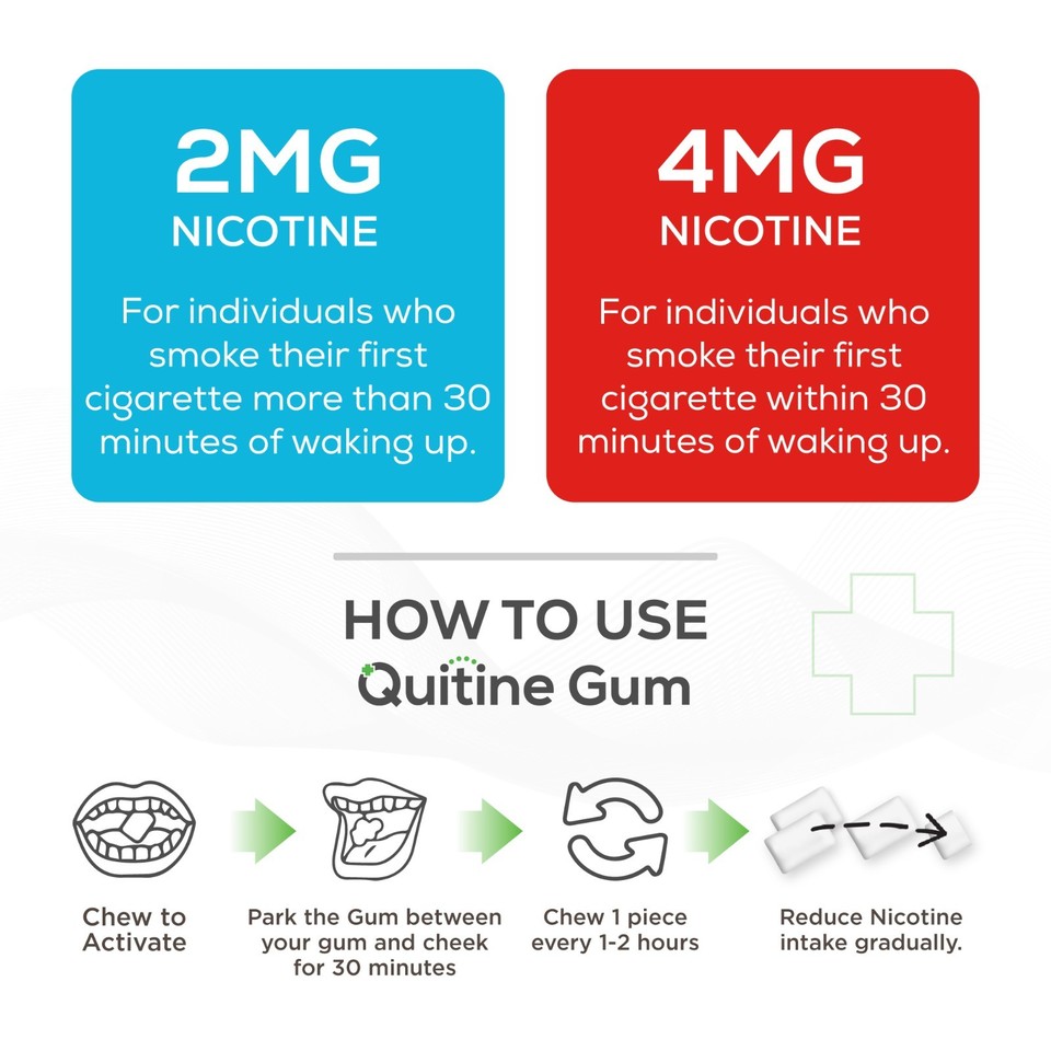 Quitine Nicotine Gum 4mg Traditional Mint 480 Pieces 2 bulk boxes | eBay