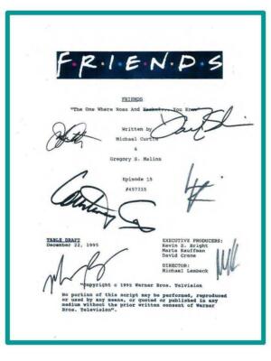 FRIENDS SIGNED SCRIPT THE ONE WHERE ROSS AND RACHEL YOU KNOW JENNIFER ...