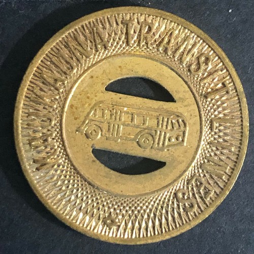 Scarce Vintage 22mm Brass Kaukauna Transit Lines G/F "One Adult Fare ...