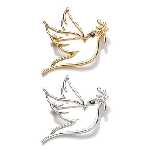 Modern Minimalist Doves Pin Hollow Out Design Alloy Peace Brooch Pin ...