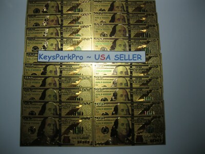 20 (TWENTY) 24K GOLD PLATED $100 DOLLAR BILL'S NEW STYLE FAST FREE ...