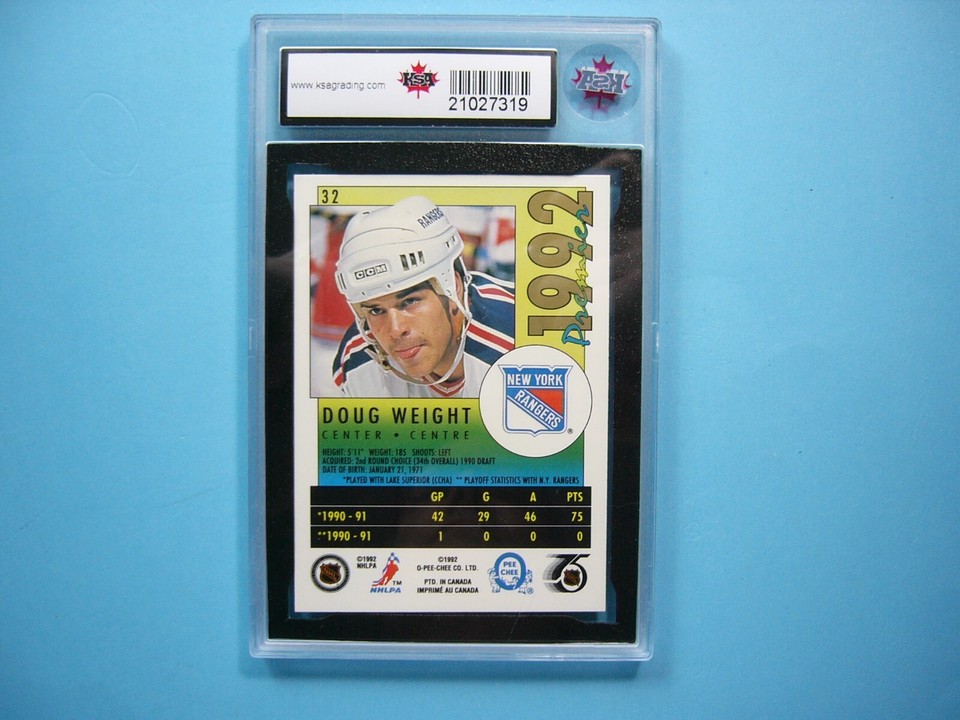 1991/92 O-PEE-CHEE PREMIER NHL HOCKEY CARD #32 DOUG WEIGHT ROOKIE RC ...