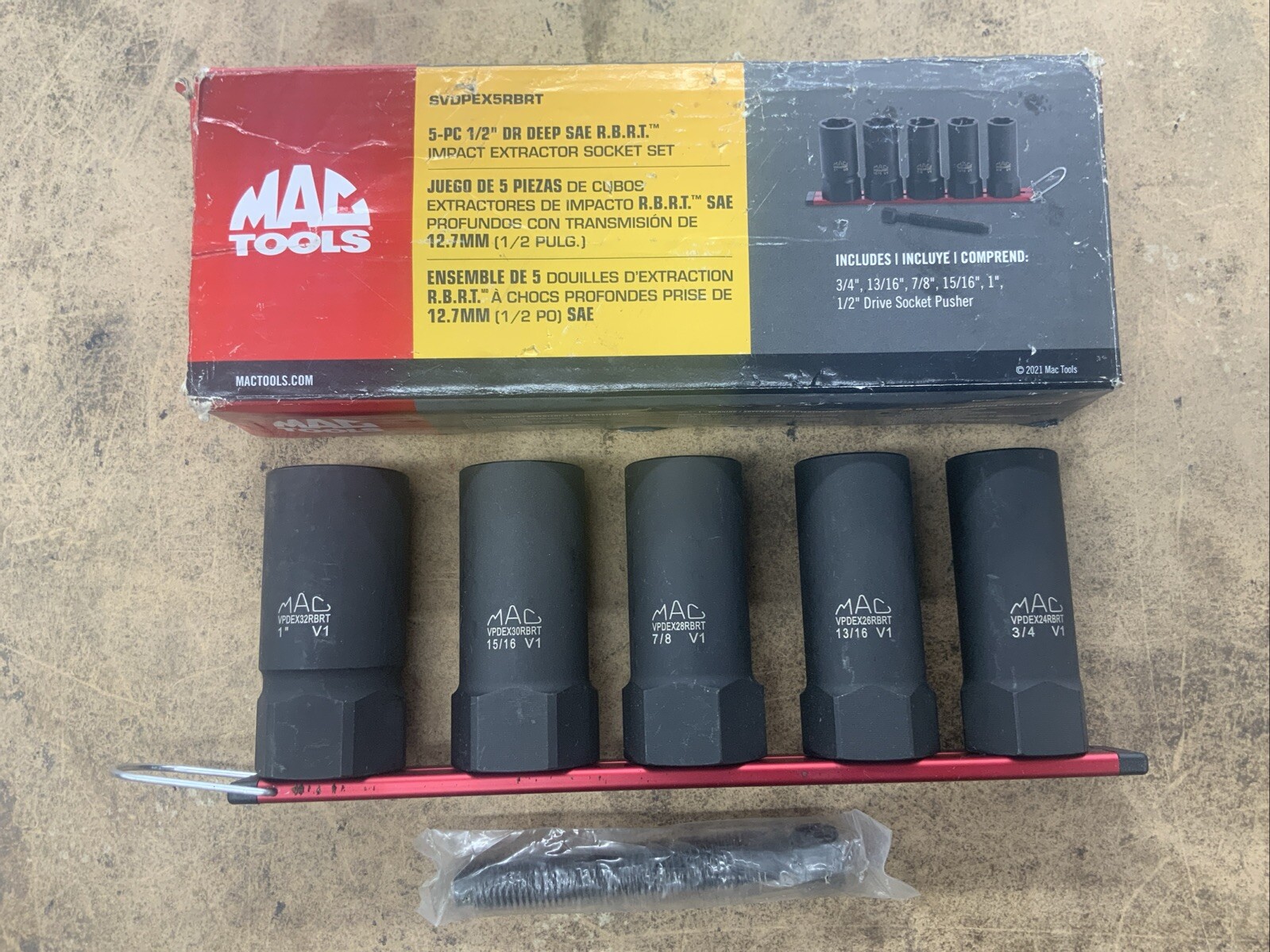 NEW Mac Tools 5PC 3/8” DRIVE SAE IMPACT EXTRACTOR SOCKET SET SXPEX5RBRT ...