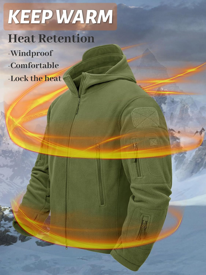 Mens Fleece Jacket Full Zip Bearskin Tactical Winter Coats Windproof ...