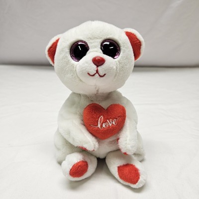 Ty Plushies Beanie Boos Desi The White Heart Love Bear 2022 8in Plush ...