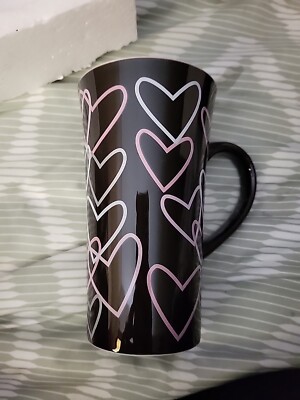 Mary Kay Porcelain 6" Coffee Tea Mug Black with Hearts Pink inside | eBay