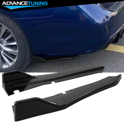 Fits 18-22 Infiniti Q50 Carbon Fiber Print PP Rear Bumper Lip Splitter ...