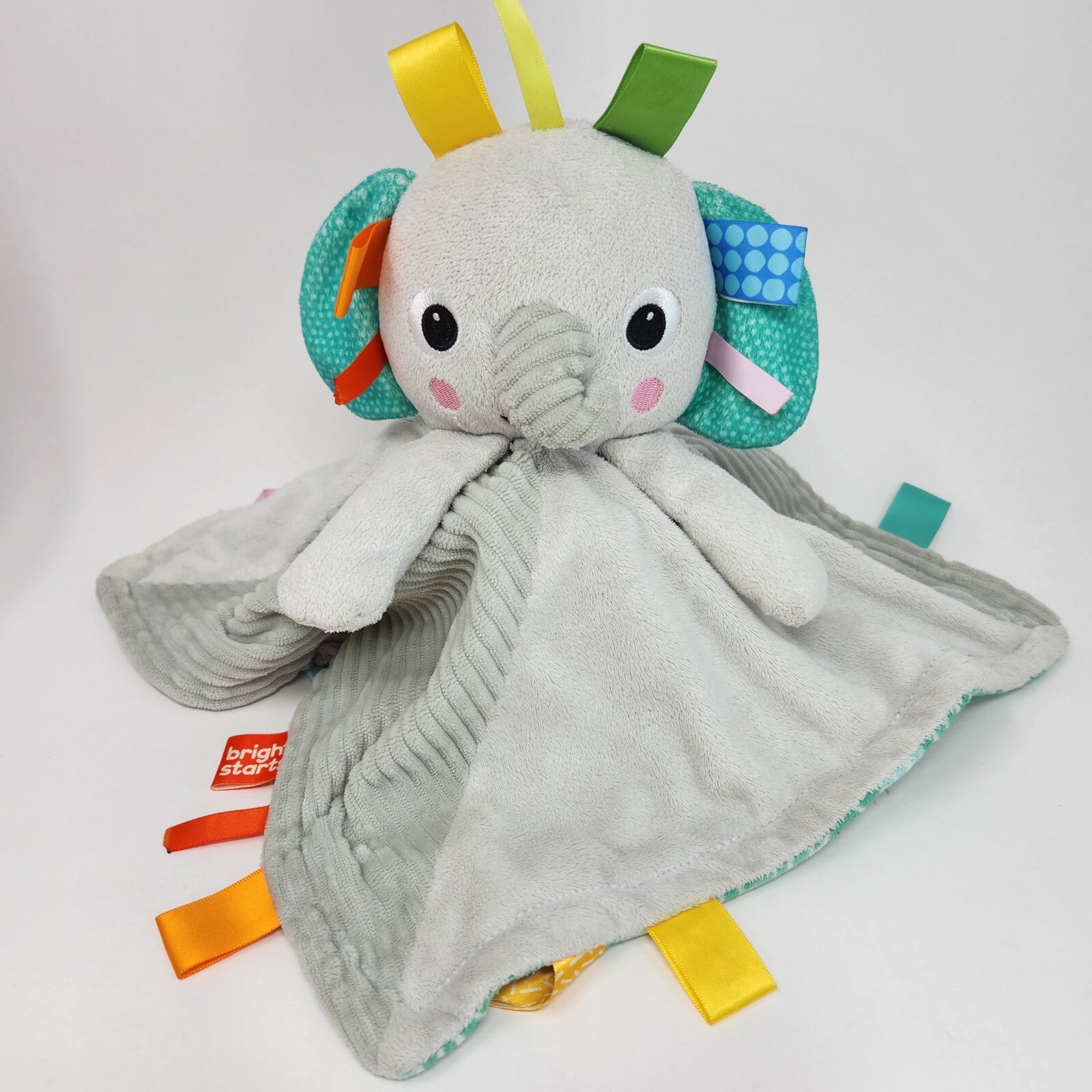 TAGGIES BABY GREY ELEPHANT BRIGHT STARTS SECURITY BLANKET STUFFED ...