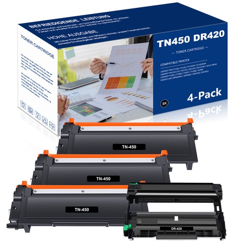 3 TN450 + 1 DR420 Toner drum Set For Brother DR450 HL-2240 2220 2270DW ...